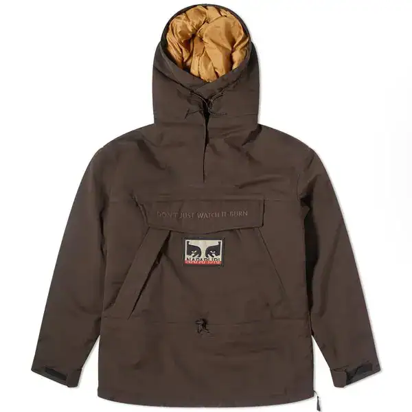 Napapijri X Obey Skidoo Pop Over Jacket In Brown Ebony - 70% Off